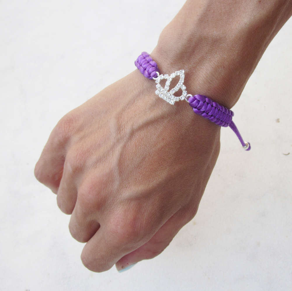 Crown Bracelet Purple Friendship Bracelet Rhinestone Stack Jewelry on ...