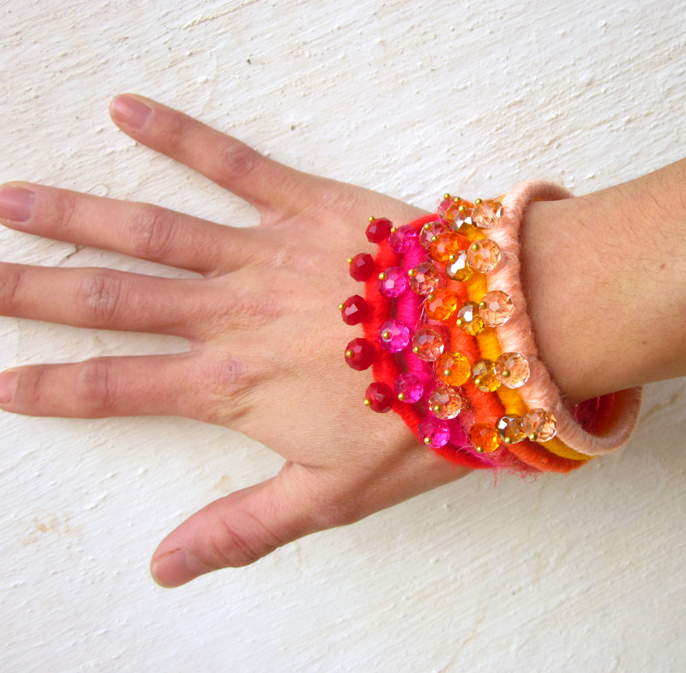 Color And Sparkle Rainbow Bangle Bracelets With Crystals on Luulla